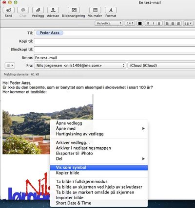Vedlegg i Mail som bilde eller symbol